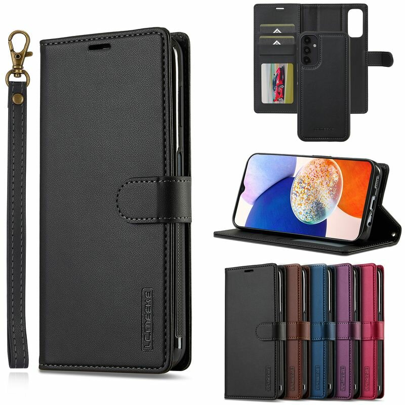 LCIMEEKE Чехол-книжка для Samsung Galaxy A54 5G / Самсунг Галакси А54 5G Роскошный дизайнерский 2 в 1 съемный кожаный чехол-кошелек с ремешком на руку