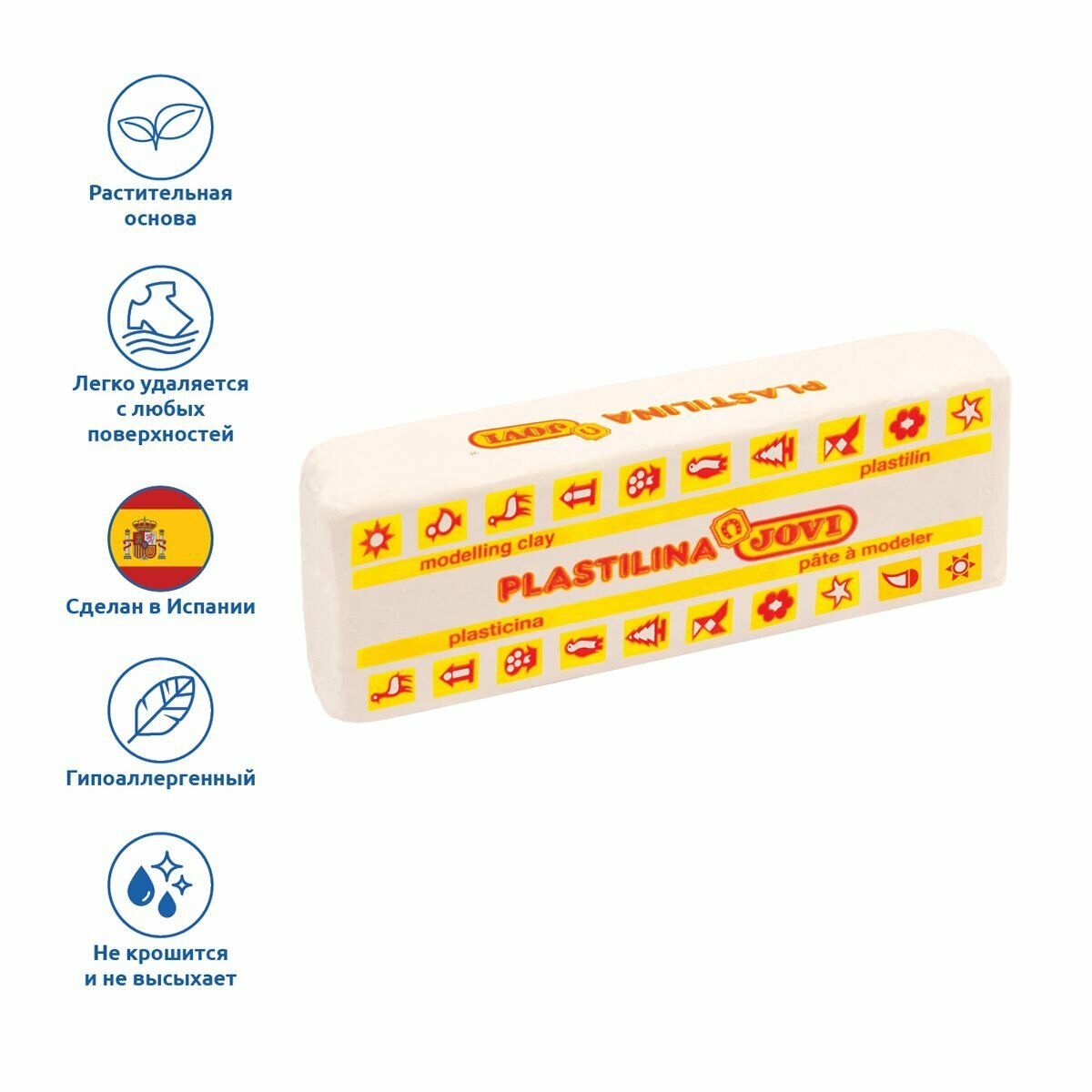 Пластилин Jovi, белый, 150г (7101), 60шт.