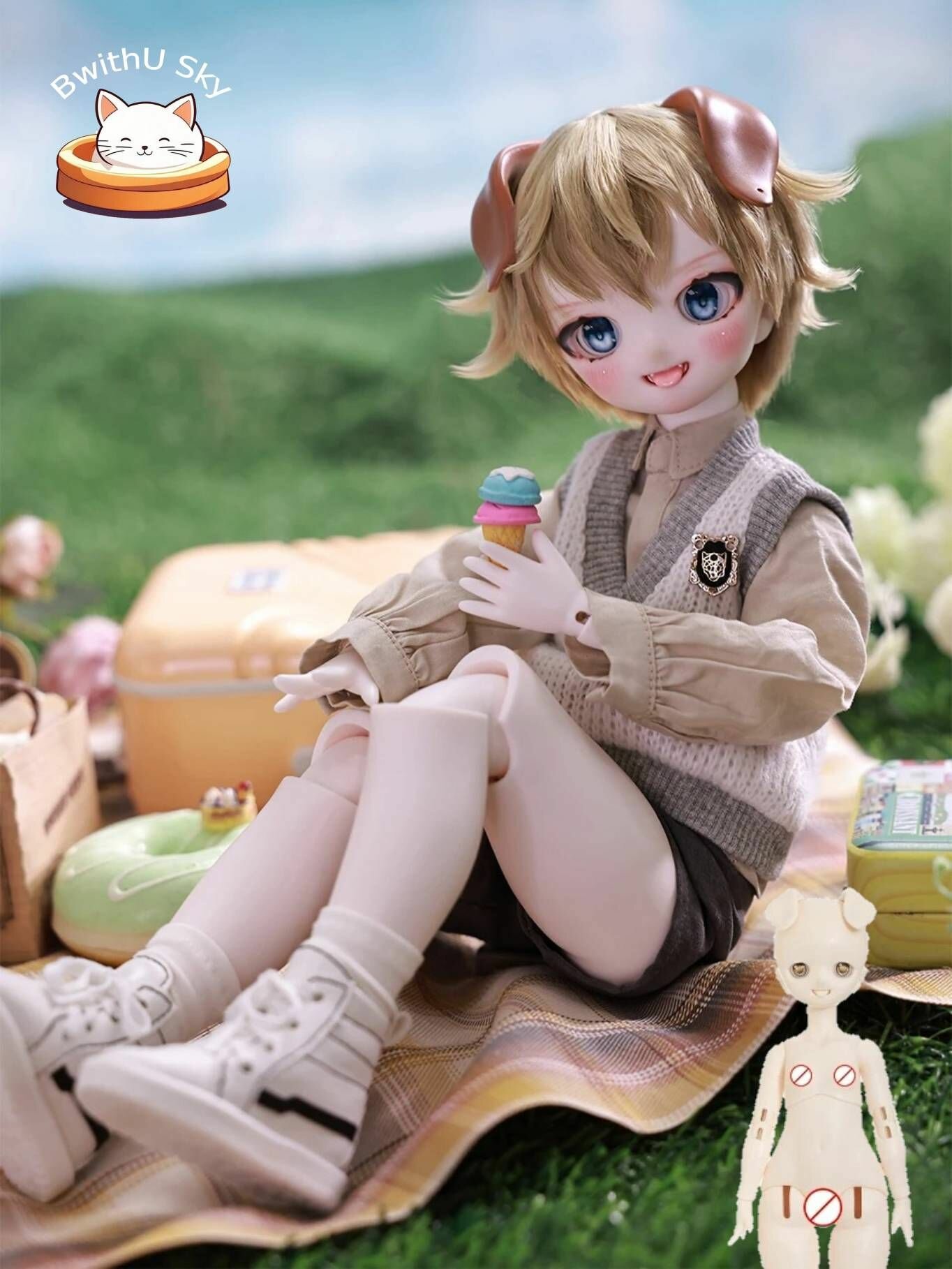 BwithU Bjd Elvin 1/4 обнаженная кукла с нормальной кожей, без макияжа, без аксессуаров