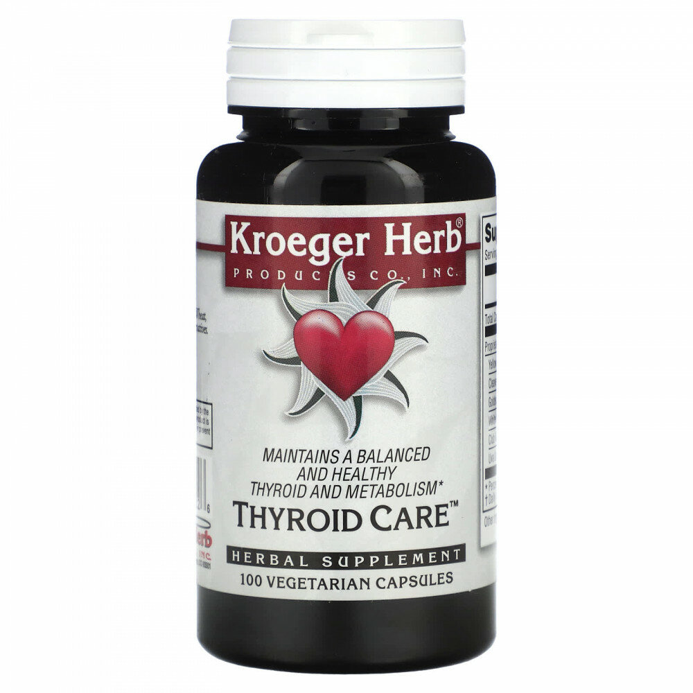 Kroeger Herb Co, Thyroid Care™, 100 вегетарианских капсул