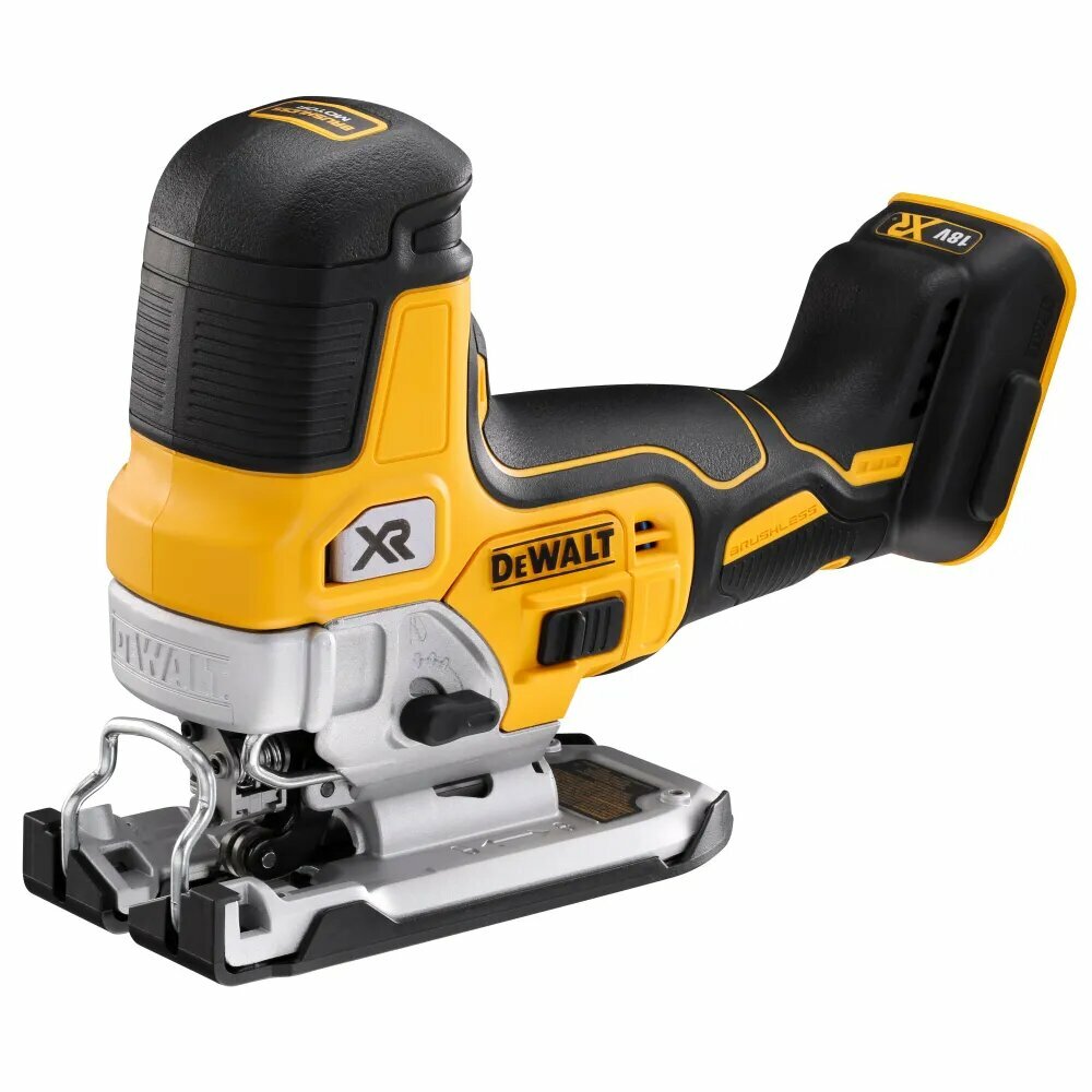 Аккумуляторный электролобзик DeWALT DCS335N, 590 Вт, без аккумулятора желтый