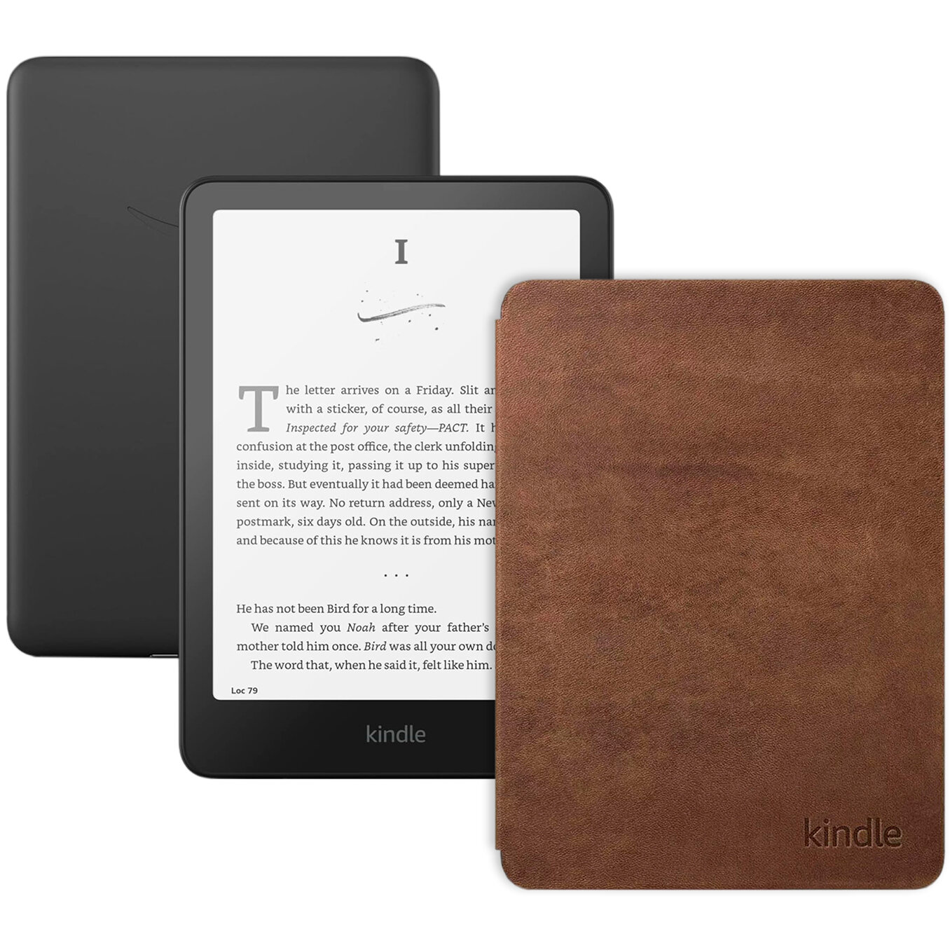 Электронная книга Amazon Kindle PaperWhite 12 2024 16Gb Black, версия без рекламы, с обложкой Leather Premium