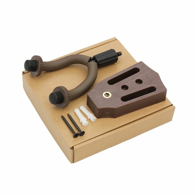 Аксессуар для струнных, Гитарная вешалка с имитацией древесной текстуры - темный орех, классический дизайн головки, комплект из 1 шт.