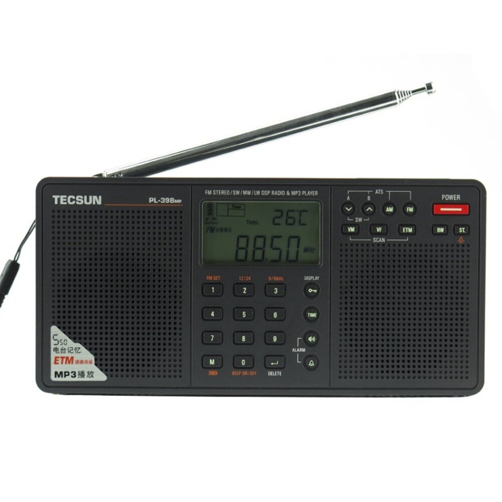 -398MP Стерео Радио FM Портативный Полнодиапазонный Цифровой Тюнинг DSP Двойной Динамик Приемник MP3-плеер Поддержка TF Карта