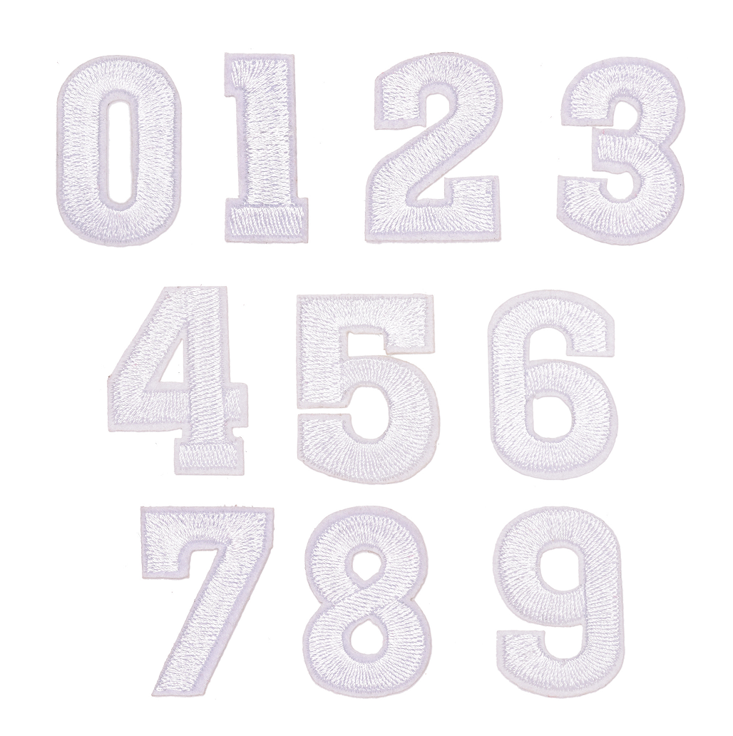 Термонашивки цифры белые нашивки 10шт.