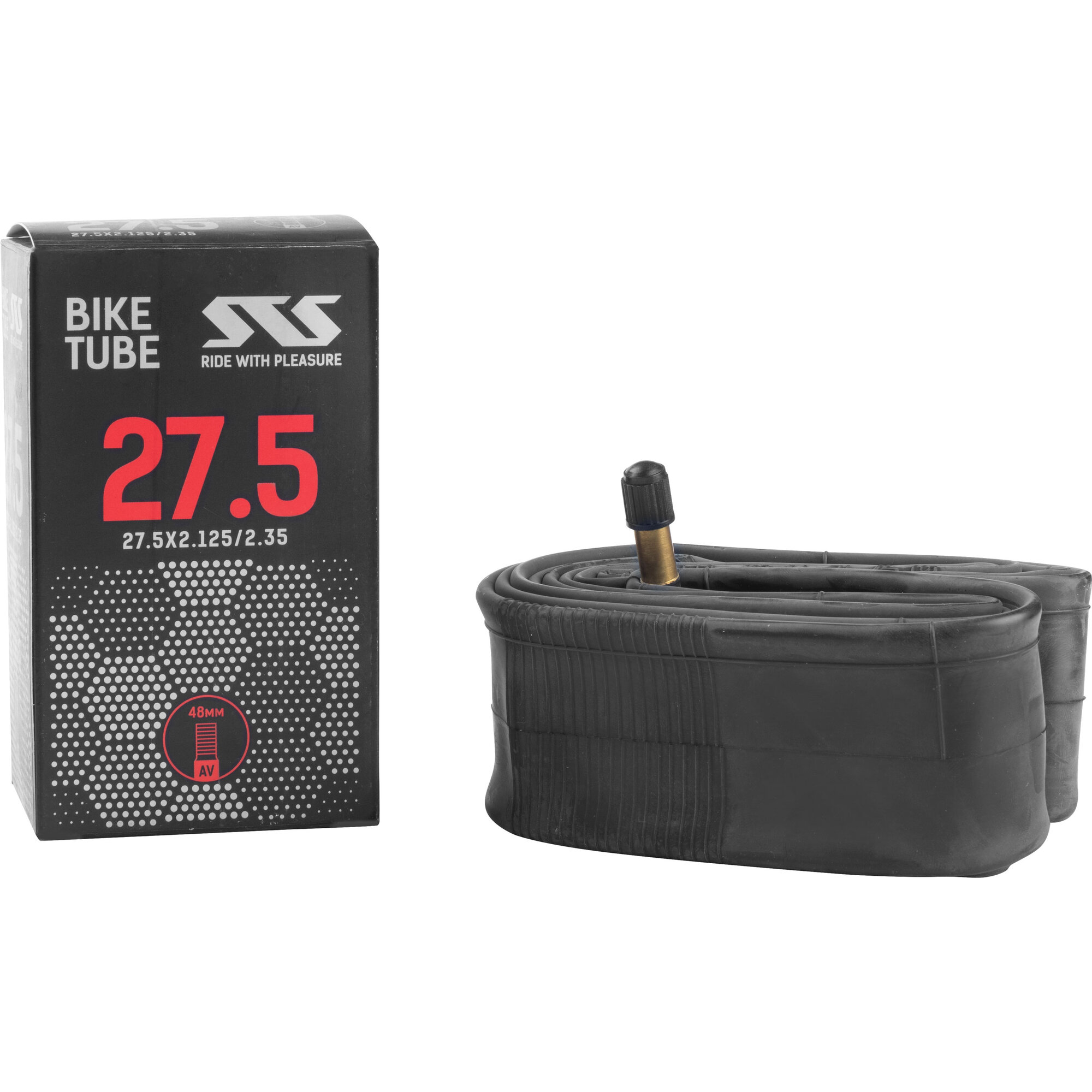 Велокамера STS 27,5x2,125-2,35" авто. нип 48мм, Black/черный.