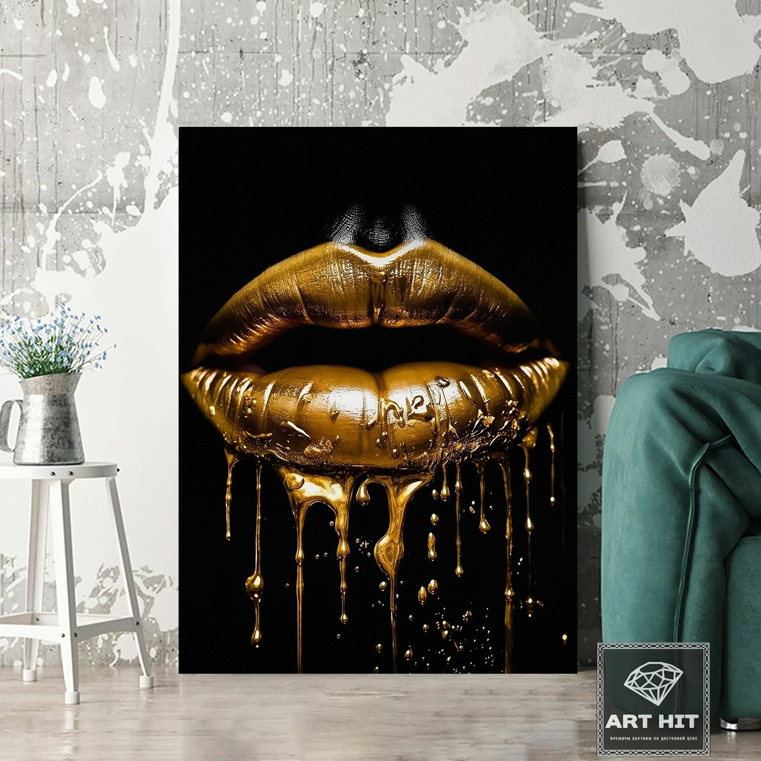 Красивые губы картины, девушка, 60х80 см.