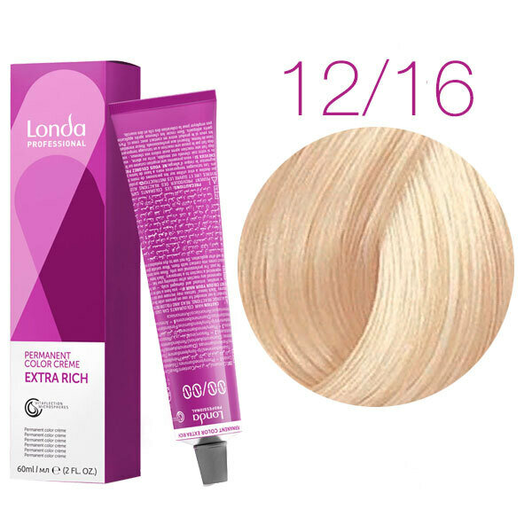 Londa Permanent Color Creme Стойкая крем-краска для волос 12/16 Специальный блонд пепельно-фиолетовый, 60 мл