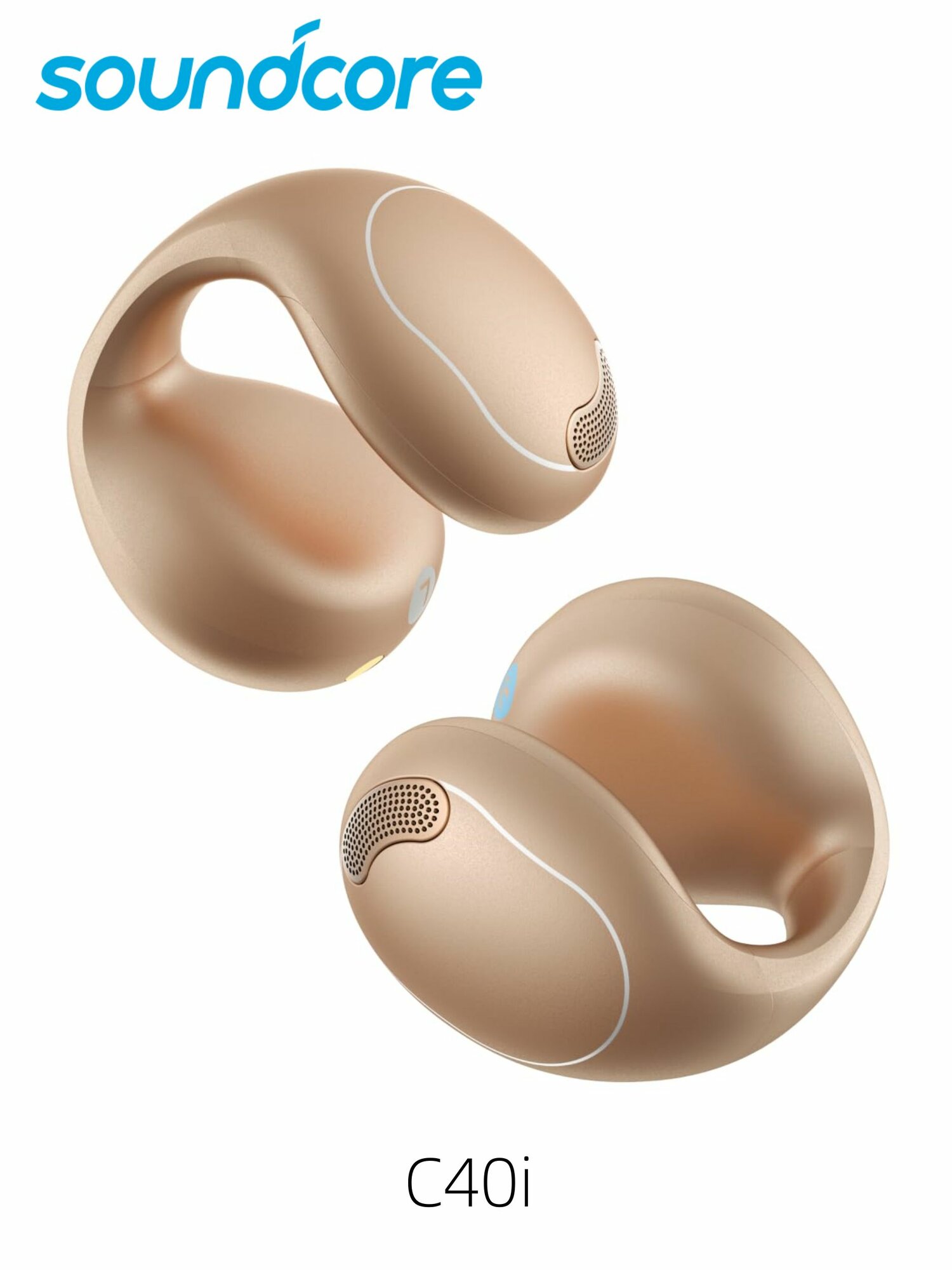Soundcore C40i от Anker, открытые затычки для ушей, зажимные наушники, стабильная установка с подключаемыми ушными зажимами для расширения A3331 для четкого звука Золотой