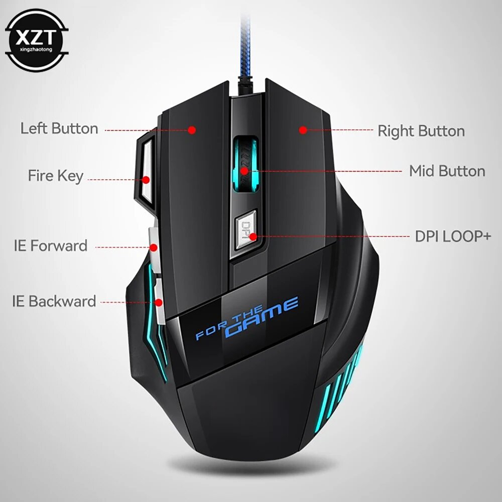 Проводная игровая мышь WYMECT 7 кнопок 5500 DPI