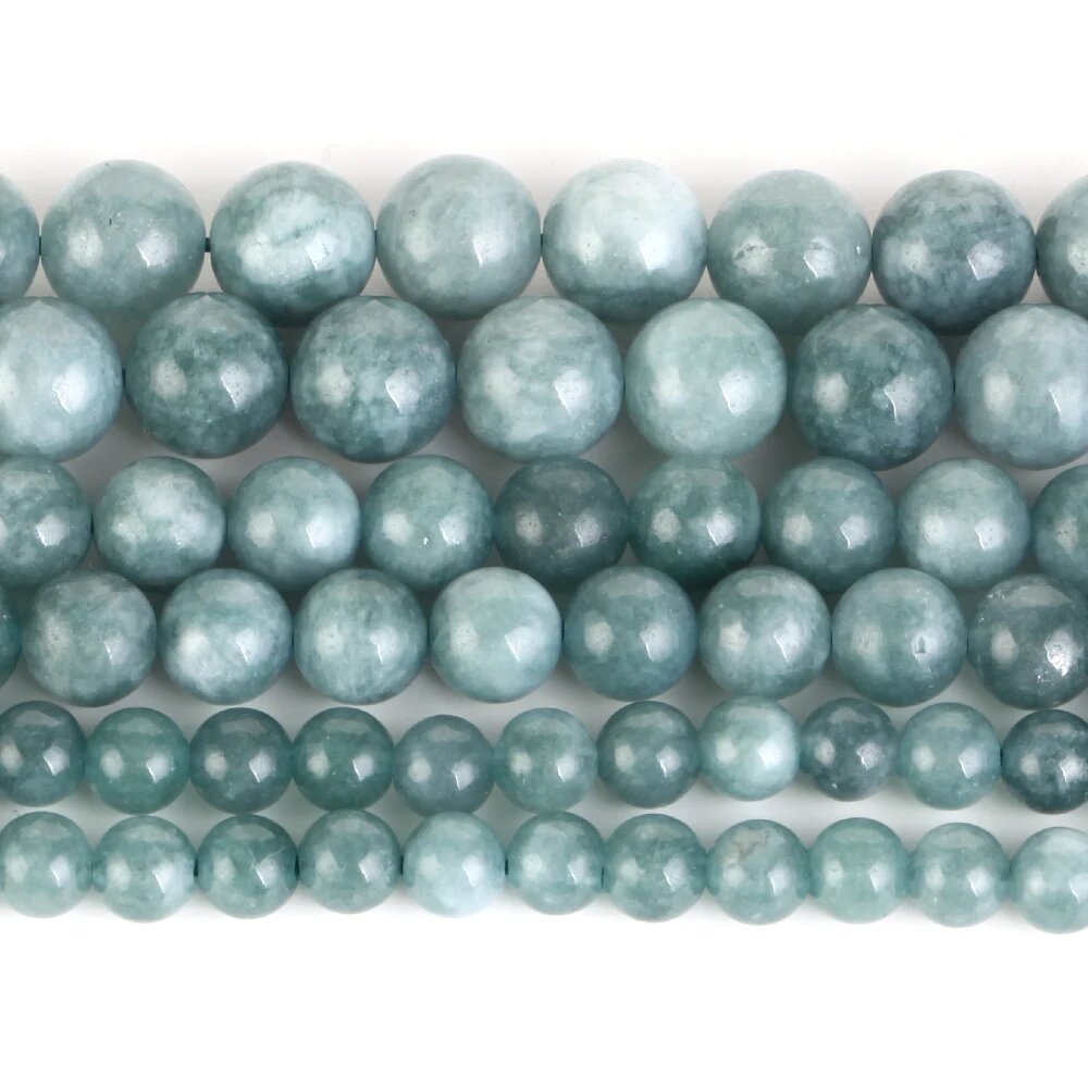 Бусины из камня Vidasny лава амазонит аметист нефрит 4/6/8/10 мм 8mm 44-46pcs, Green Angelite Jade