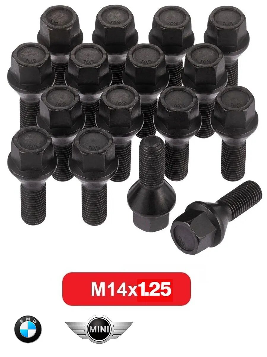 Комплект болтов LS J-966-08 Black, M14x1.25