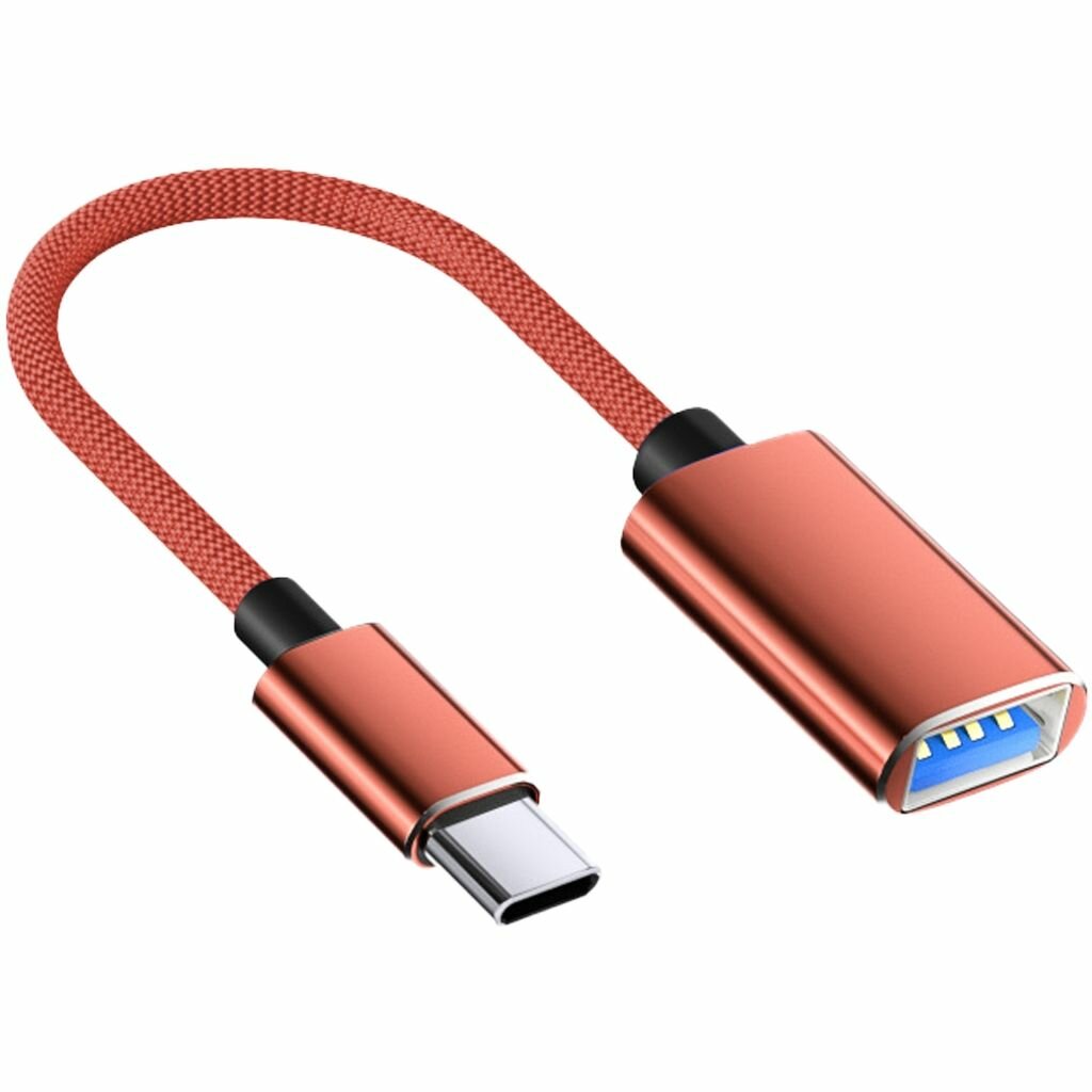 Кабель-адаптер TypeC OTG-адаптер для подключения адаптера U-диска мобильного телефона к компьютеру-тканевый узор OTG красного цвета