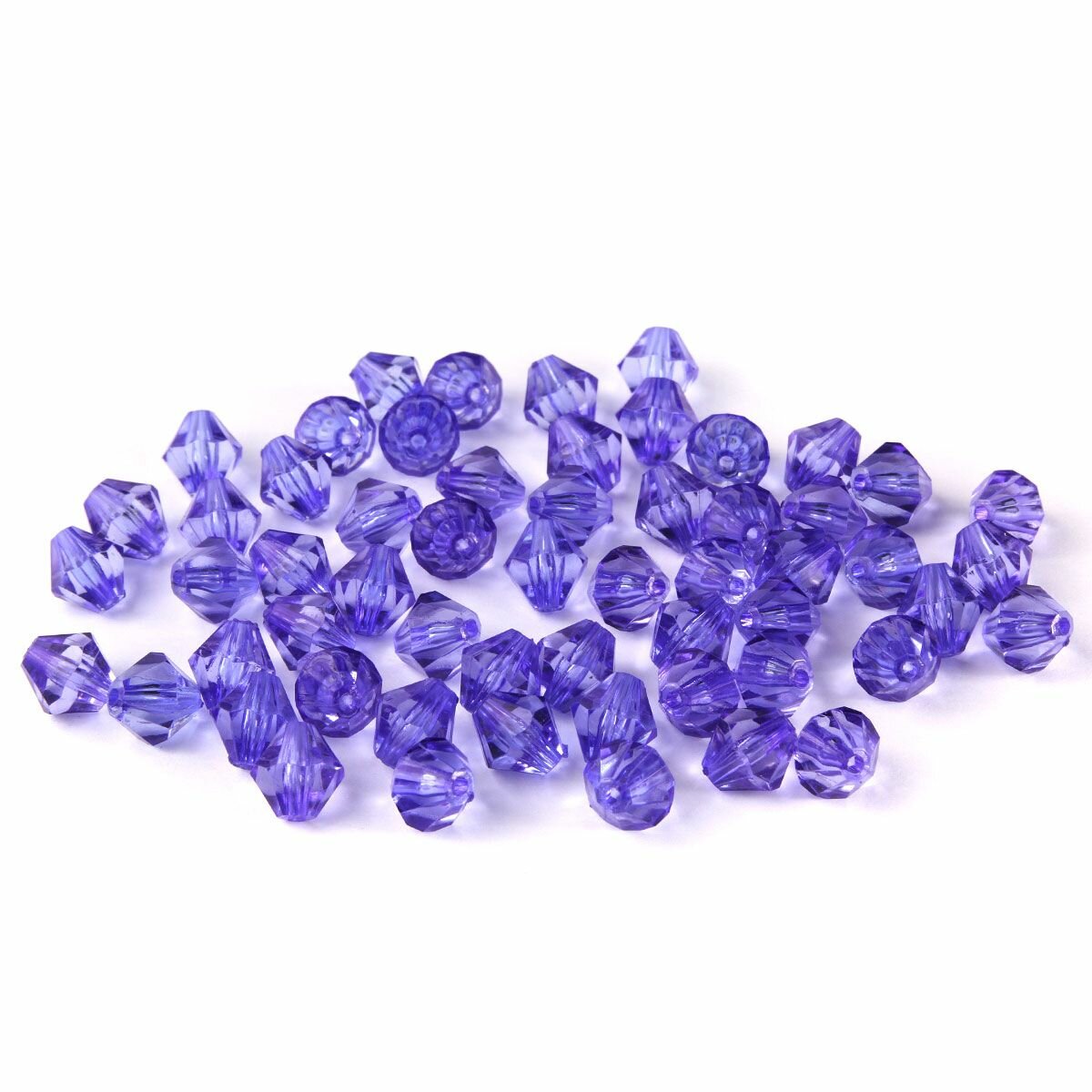 2018 Бусины пластиковые, акрил, прозрач. в цвете, граненый биконус, 10мм, 25гр, Astra&Craft (30 синий)