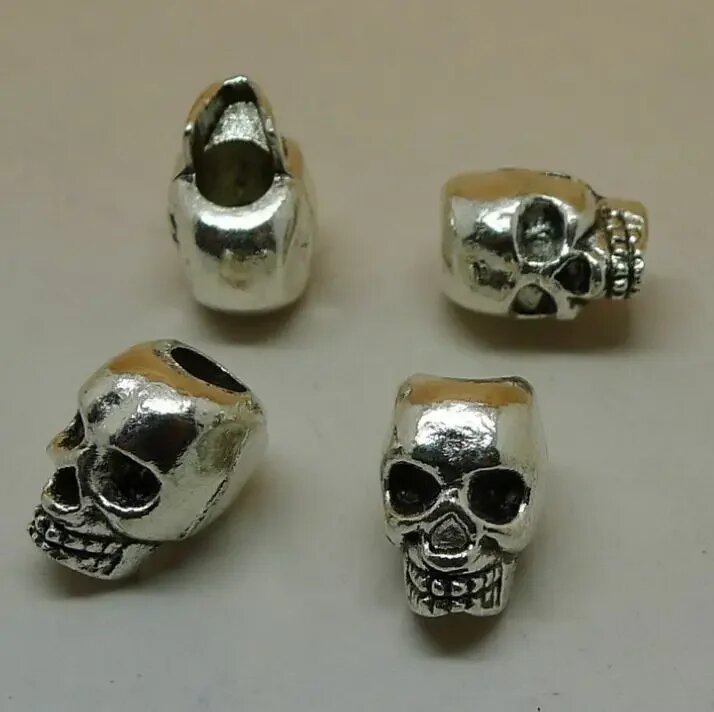 10 шт, 12x10,7 мм, бусины с большим отверстием в виде черепа, подходят для браслета, европейская бусина с большим отверстием, очаровательная голова черепа смерти для ожерелья «сделай сам»