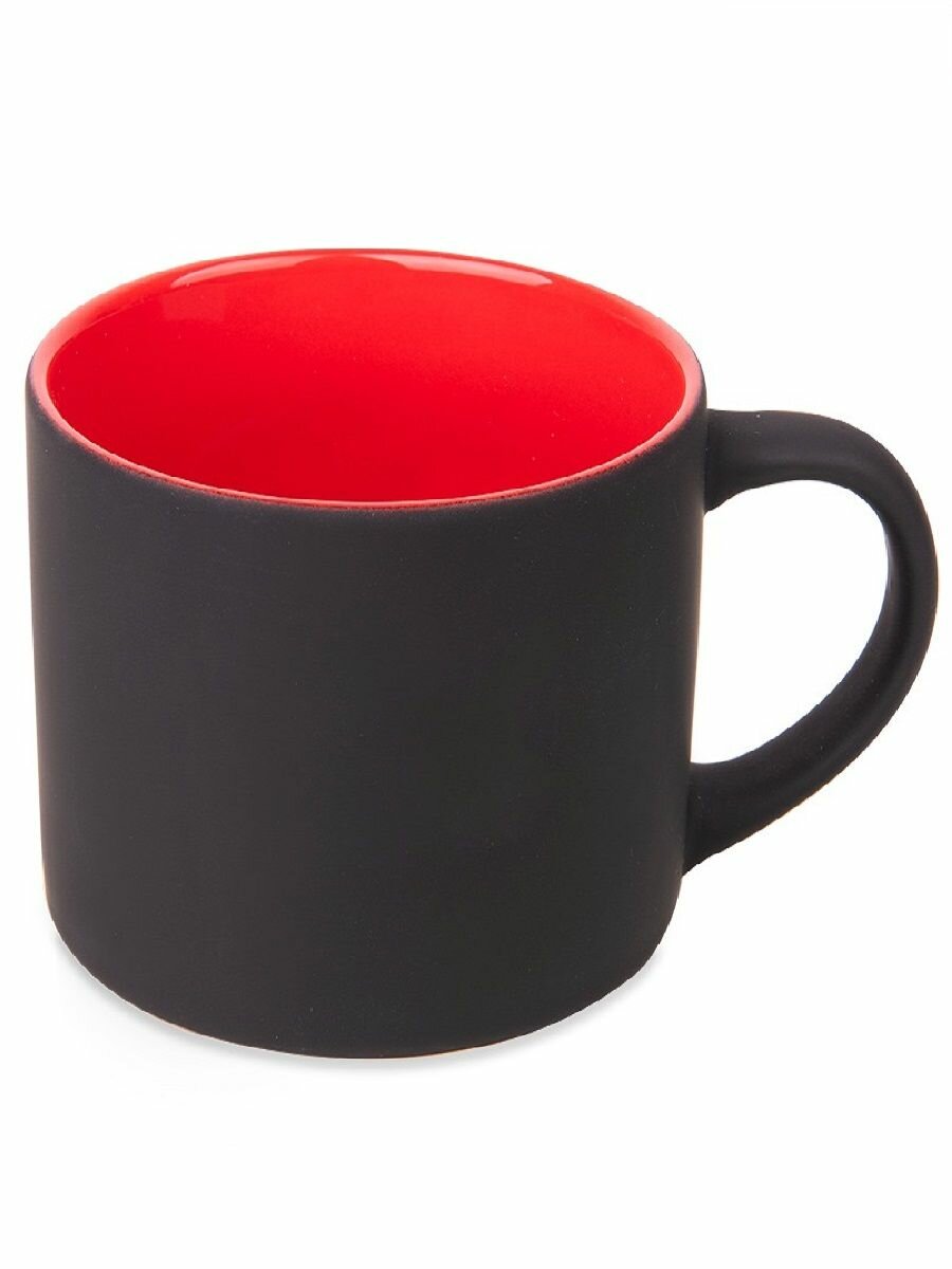 Кружка YASNA с покрытием SOFT-TOUCH, черный с красным, 310 мл, фарфор