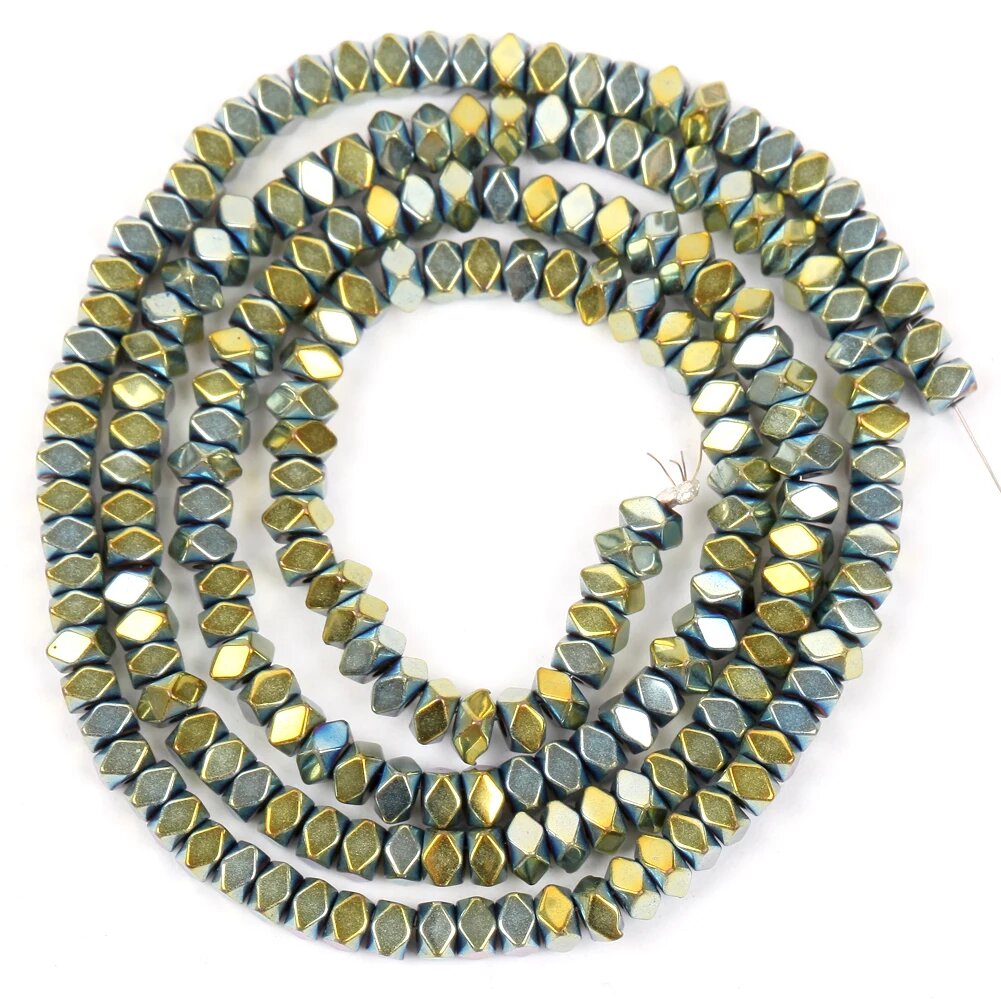 Бусины стеклянные зеленые Faceted Bicone 6x8 мм
