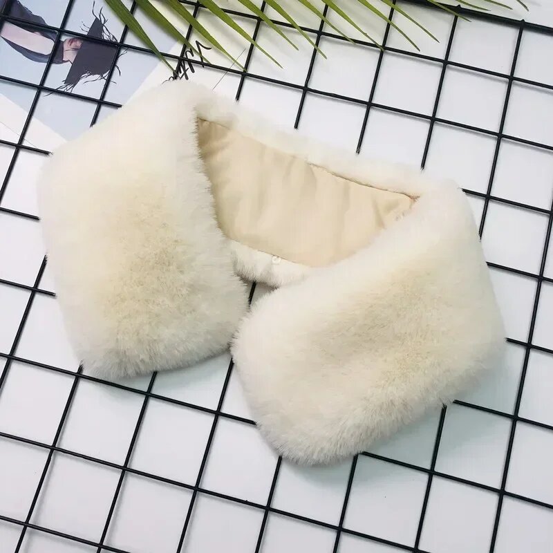 2025 зимняя пушистый фальшивый мех воротник для женщин фальшивый кролик мех мягкий теплый крюк вверх стиль шарф 2 в 1 толстый шея теплее 55 * 17 см,200,55,12, искусственный мех, полиэстер,