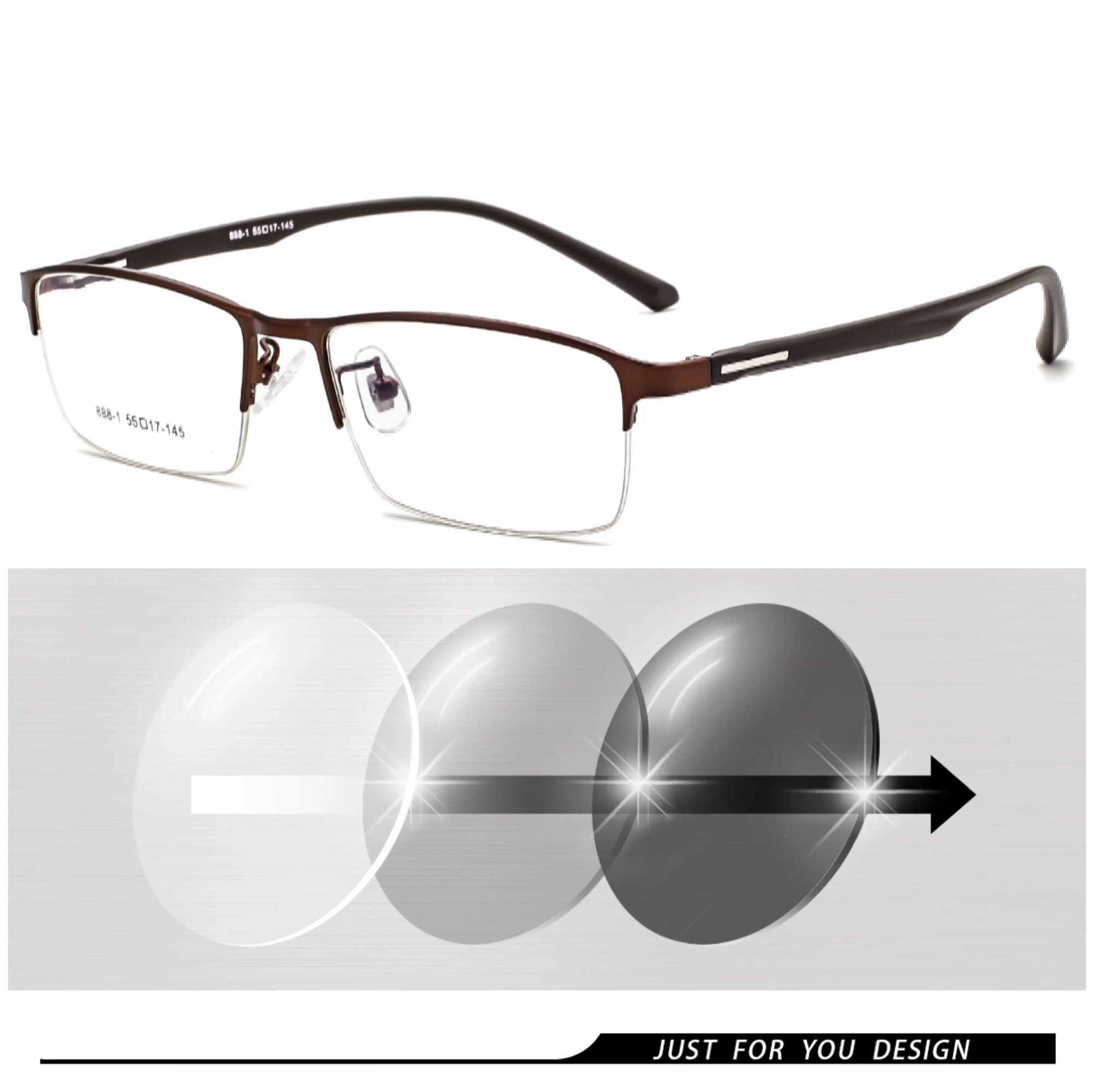 Солнцезащитные очки Болема фотохромные линзы для зрения -0.50 -0.75 -175 -2.5-6 888-1kafeise, Myopia-0.75