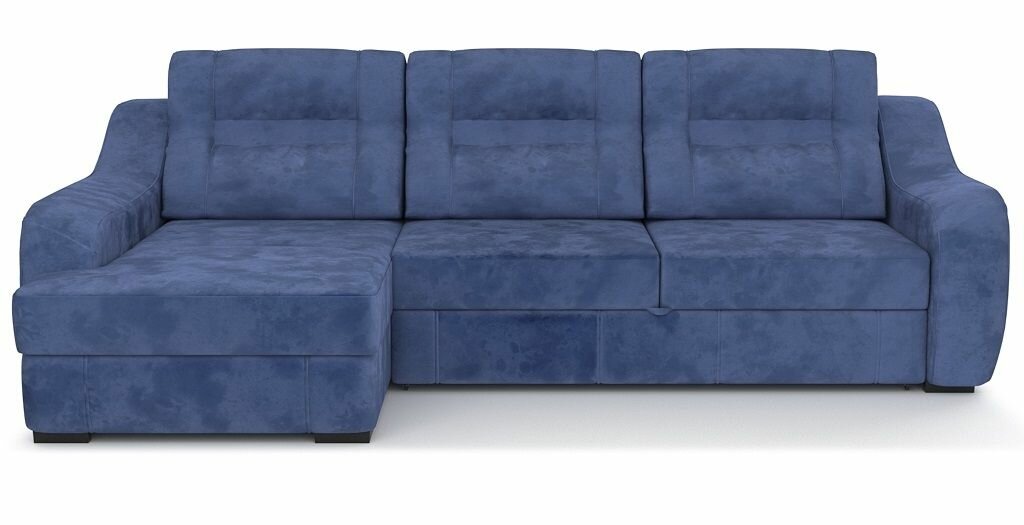 Угловой диван-кровать, раскладной, высоковыкатной, PUSHE Ройс, левый угол, синий Nebby 030