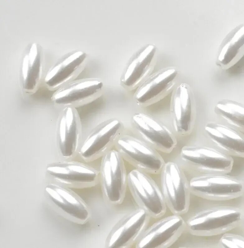 Белые пластиковые бусины в форме риса 200 шт. Белый, 8mmx4mm 200pcs, Picture color