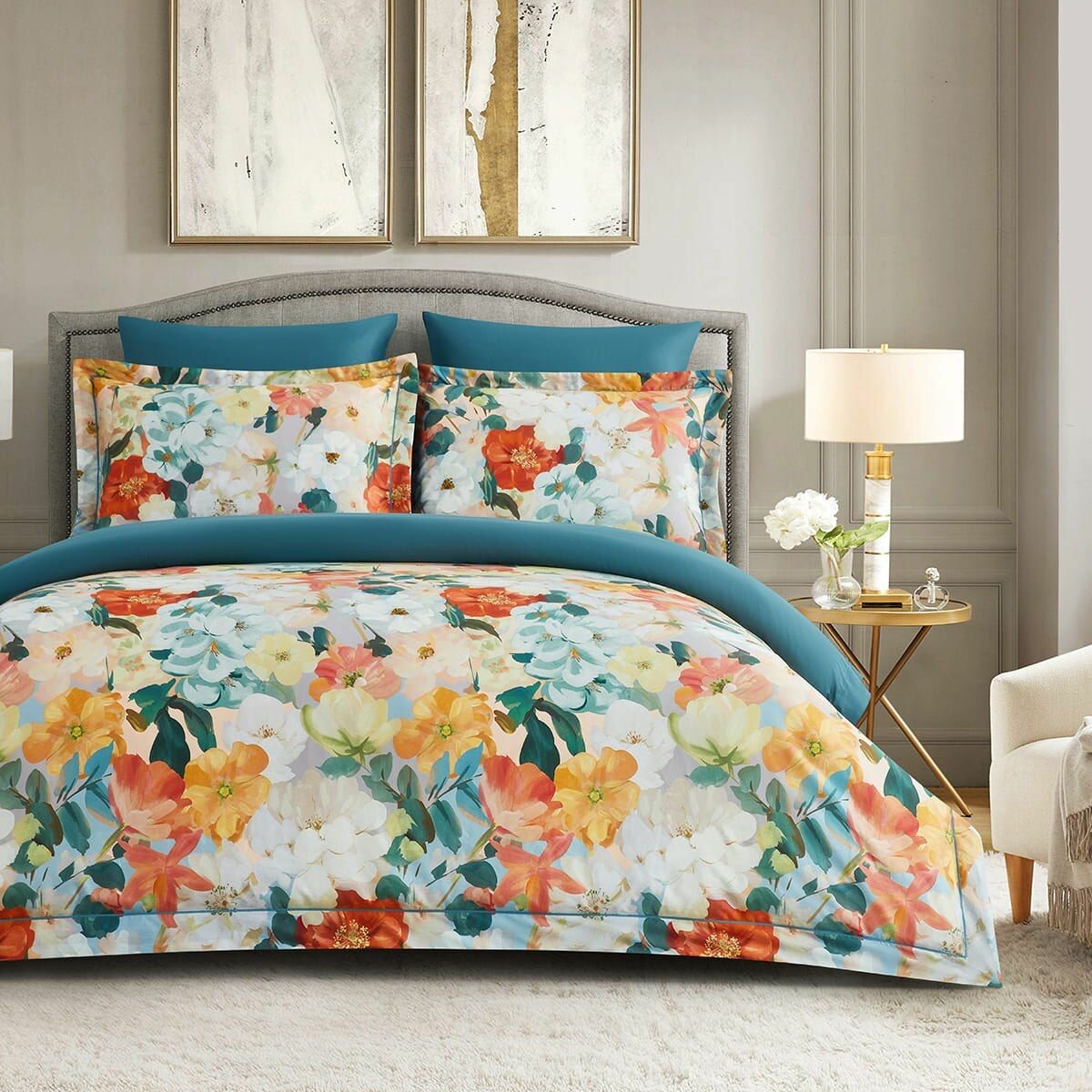 Постельное белье комплект 2 спальный Евро Arya Exclusive Sunset синий