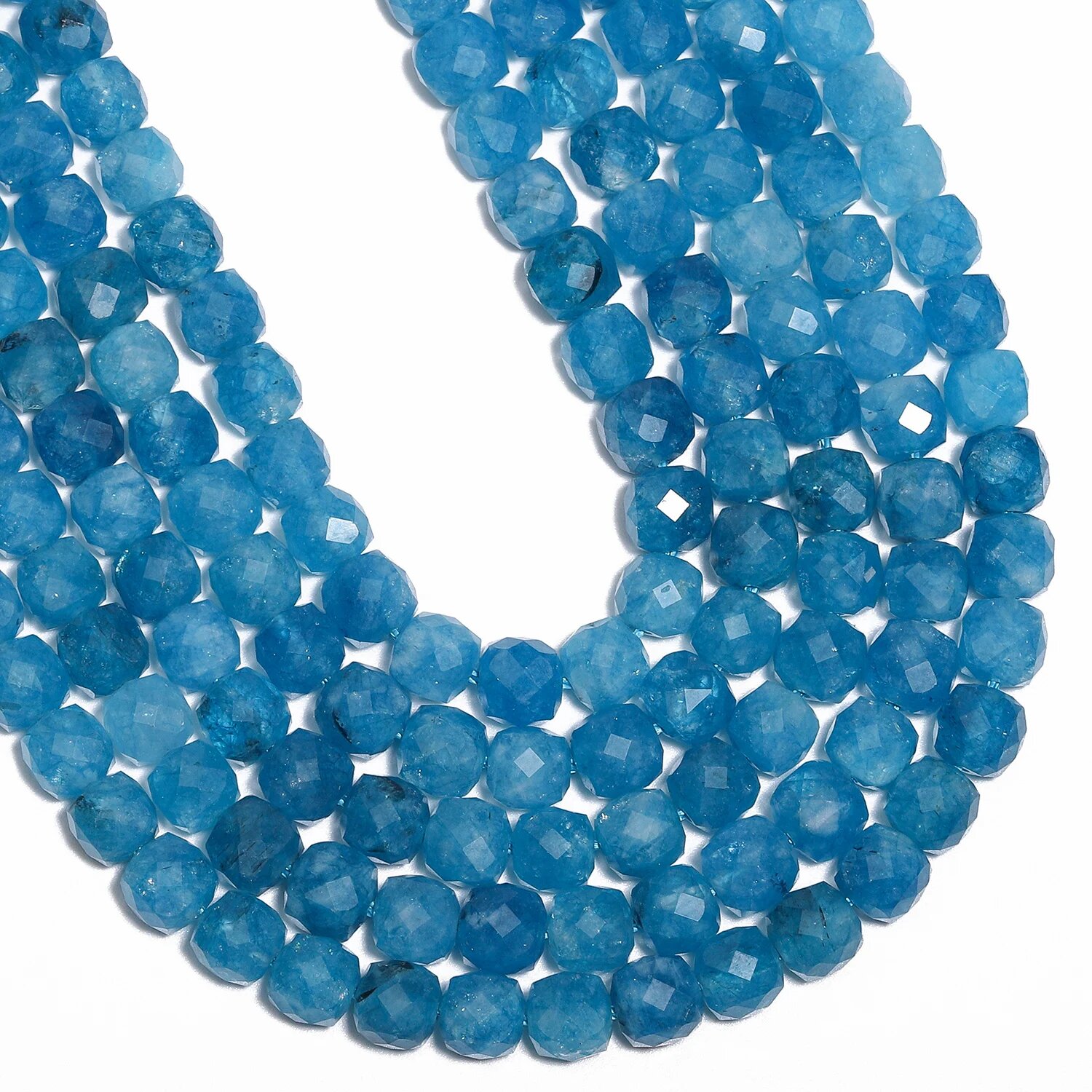 Кубические бусины Куою 7 мм аквамарин гранат турмалин Blue Apatite