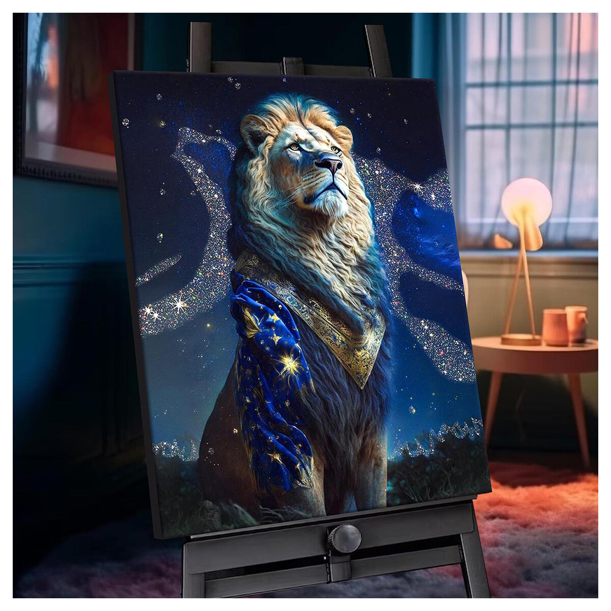 Царь зверей Флюид картина по номерам с кристаллами из хрусталя 50x40 см SHR0533-OP63