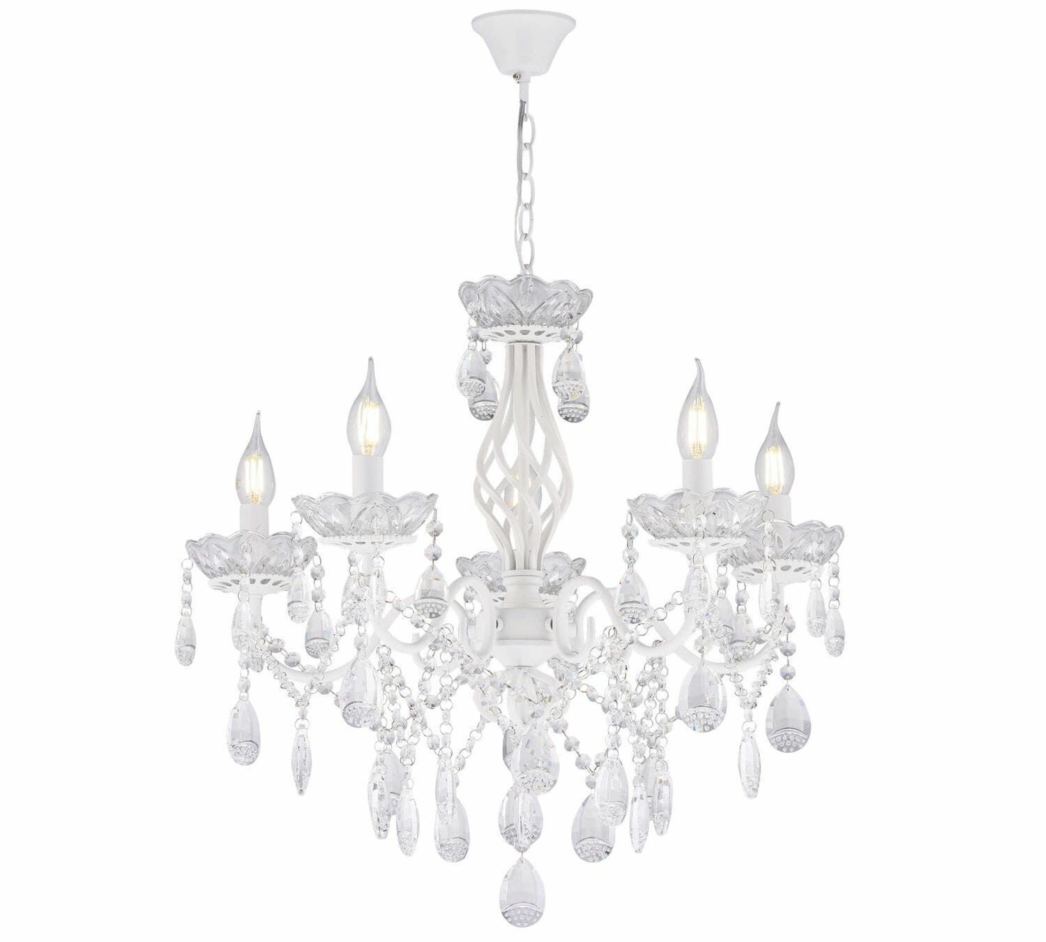 Люстра подвесная в классическом стиле с сменными лампочками Свет Столицы N2313-5 WT, цоколь E14