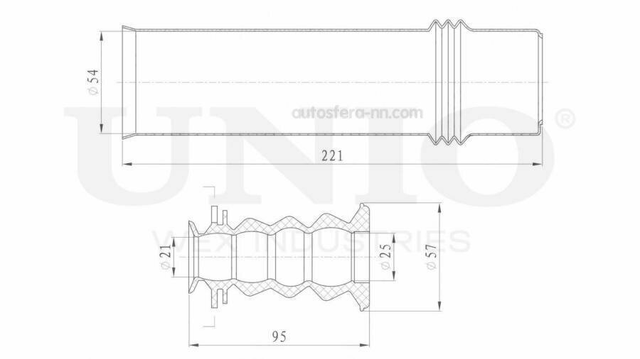 UNIO DUC10004 Комплект пыльника с отбойником Peugeot 308 I, II 07-, 307 00-, Citroen C4 I, II 04-