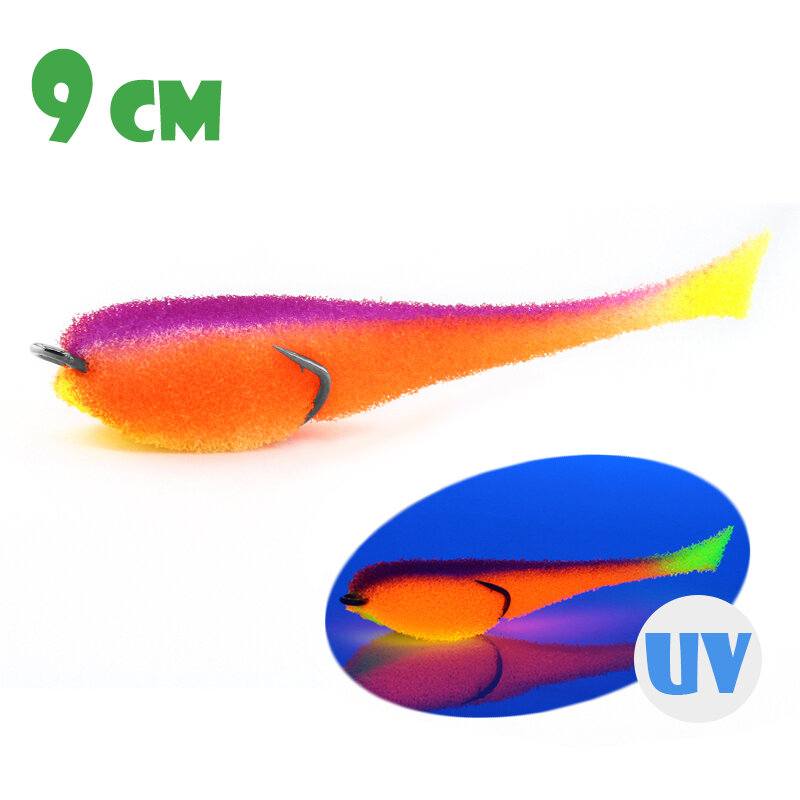 Поролоновая Рыбка Мормыш с Поджатым Двойником 9cm #18 (3 шт.)