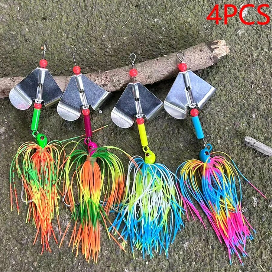 4 шт, тонущие искусственные приманки с лезвием ивы, спиннербейт для щуки, бородатого парень, комплект жестких приманок, набор вращающихся рыболовных приманок с блестками