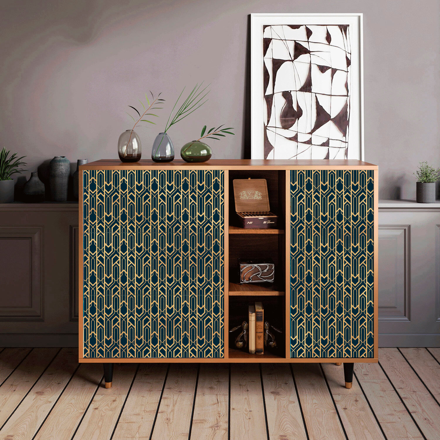 Комод - STORYZ - BS2 Golden Empire, Разер - 125 x 97 x 48 см , Цвет корпуса - Орех