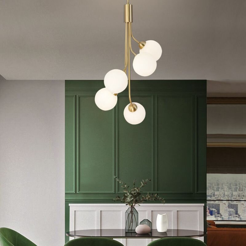 Светодиодные Светильники В Форме Букета, Современные Роскошные Потолочные Люстры Из Стеклянных Шаров, Подходящие Для Украшения Дома В Гостиных, Столовых И Спальнях.