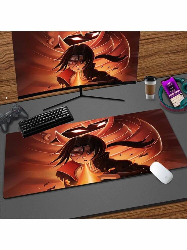 Новый коврик для мыши в стиле аниме Наруто, негабаритный, 900x400 см, Учиха Саске, Учиха Итачи, Компьютерная клавиатура