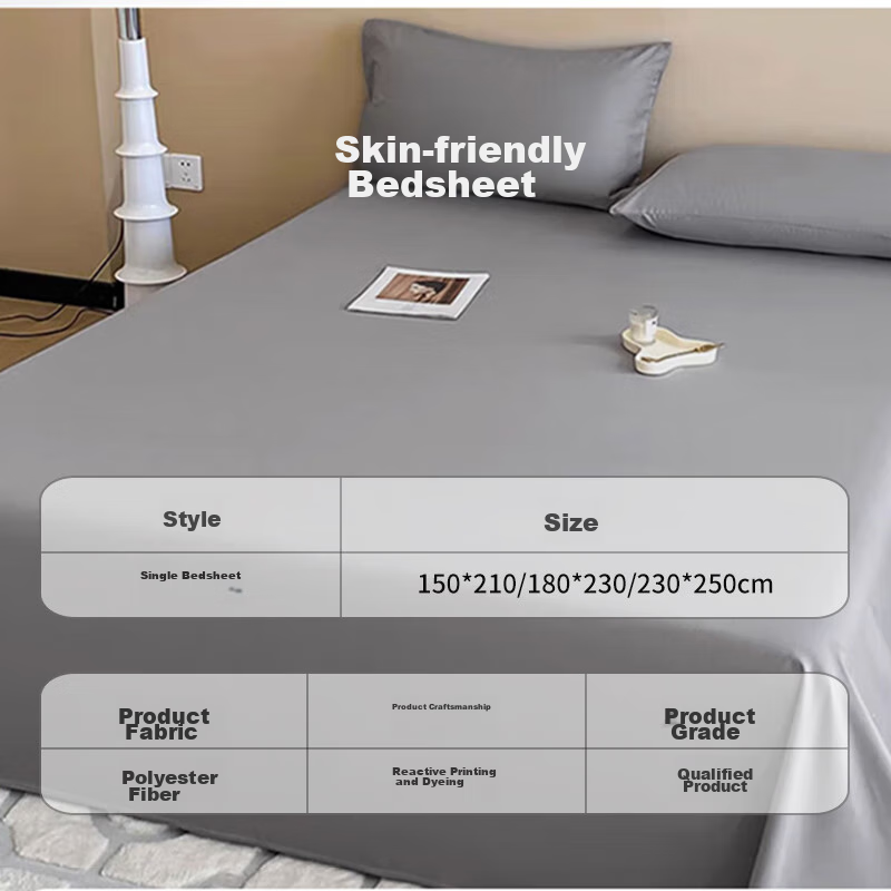Aiwei Single Bed Sheet, Flat Sheet Bed Cover Single Double Bed Sheet Brushed Bed Sheet, Jisu Grey, 230*250cm