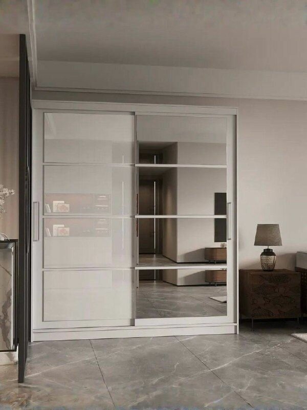 Шкаф-купе гранд ЛДСП 1,6м белый гладкий/лакобель с зеркалом