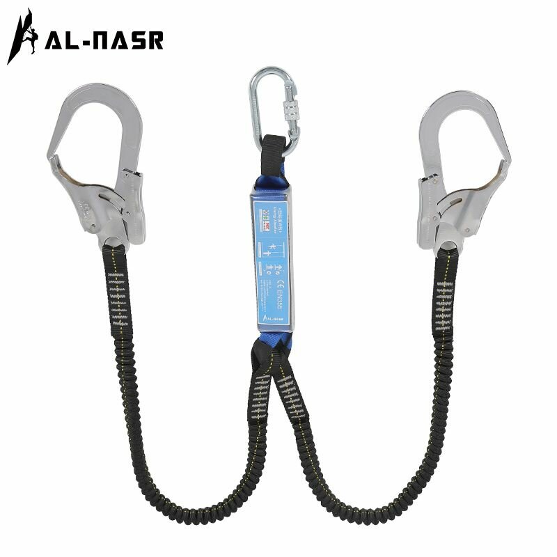 Строп эластичный двойной с амортизатором и стальным карабином 25 kN