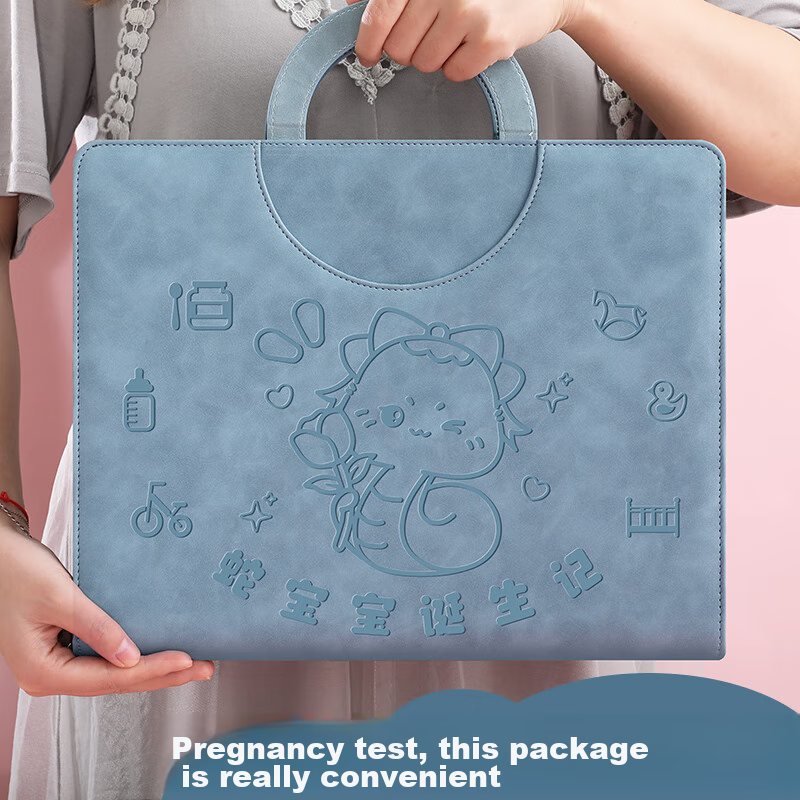 Jiaran Heng Portable Pregnancy Check-Up Organizer, Prenatal Report Folder, Maternity Pregnancy Record Book, Portable Ultrasound Examination File, Large Capacity Collection Folder, Blue