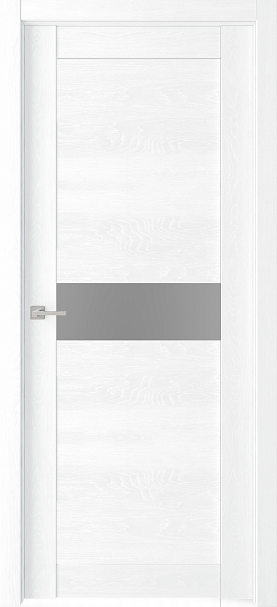 Межкомнатная Дверь Verda Велюкс 2 Ясень Сноу со Стеклом Сатинато Графит 2000х900мм (Полотно 1шт) / Верда.