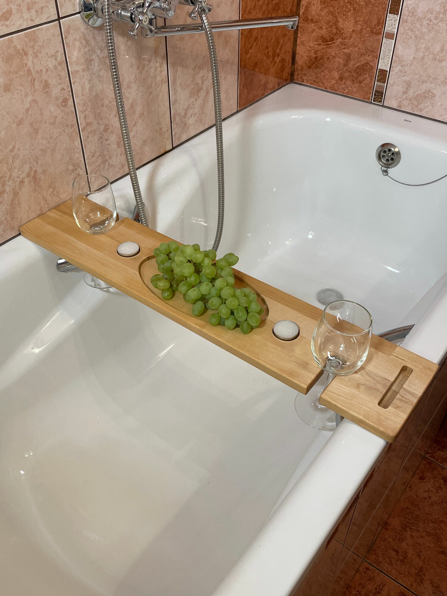 Столик-полка ArtLab Aurora Дуэт, для ванны, дерево, бежевый, 75*15*2 см