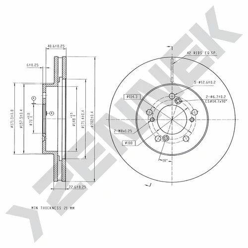 Диск тормозной передний HONDA CR-V I 95-02 HR-V 99 ZENNEK DBD0283