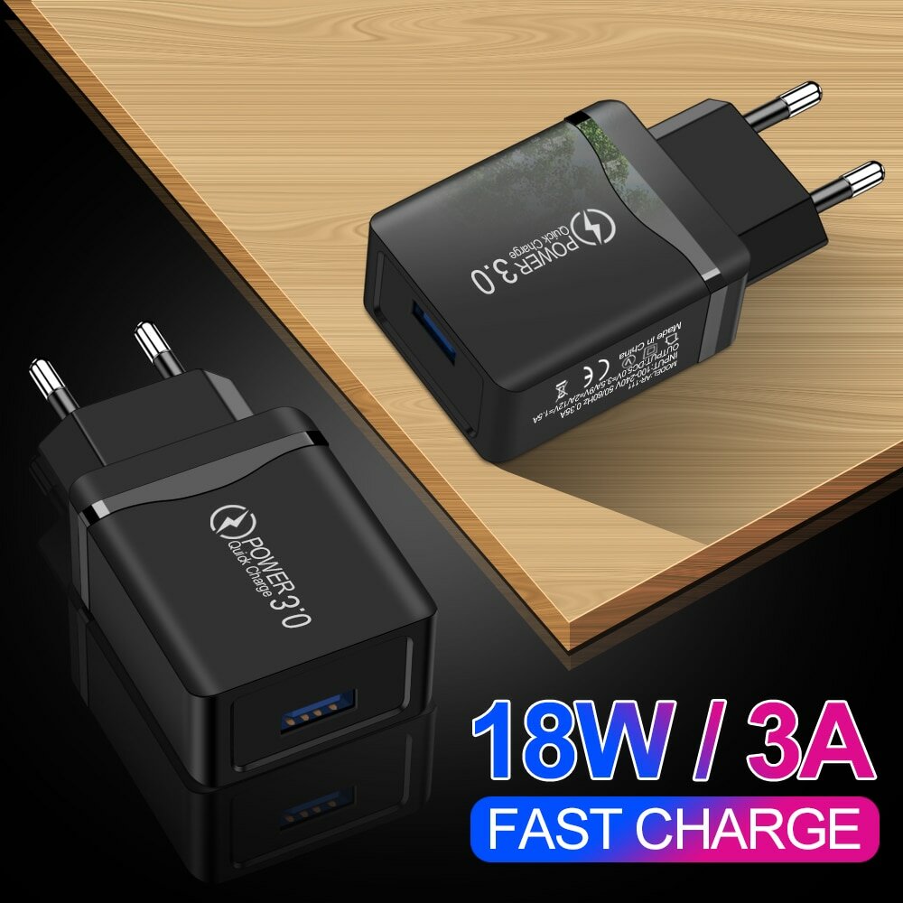 Quick Charge 3.0 USB зарядное устройство универсальный 18 Вт адаптер быстрой зарядки для iPhone12 Samsung S10 Xiaomi Huawei планшет мобильный телефон зарядное устройство