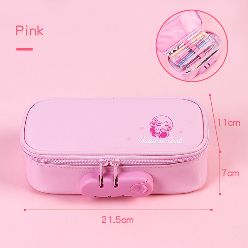 Пенал большой вместимости с замком, защита от кражи, для школы