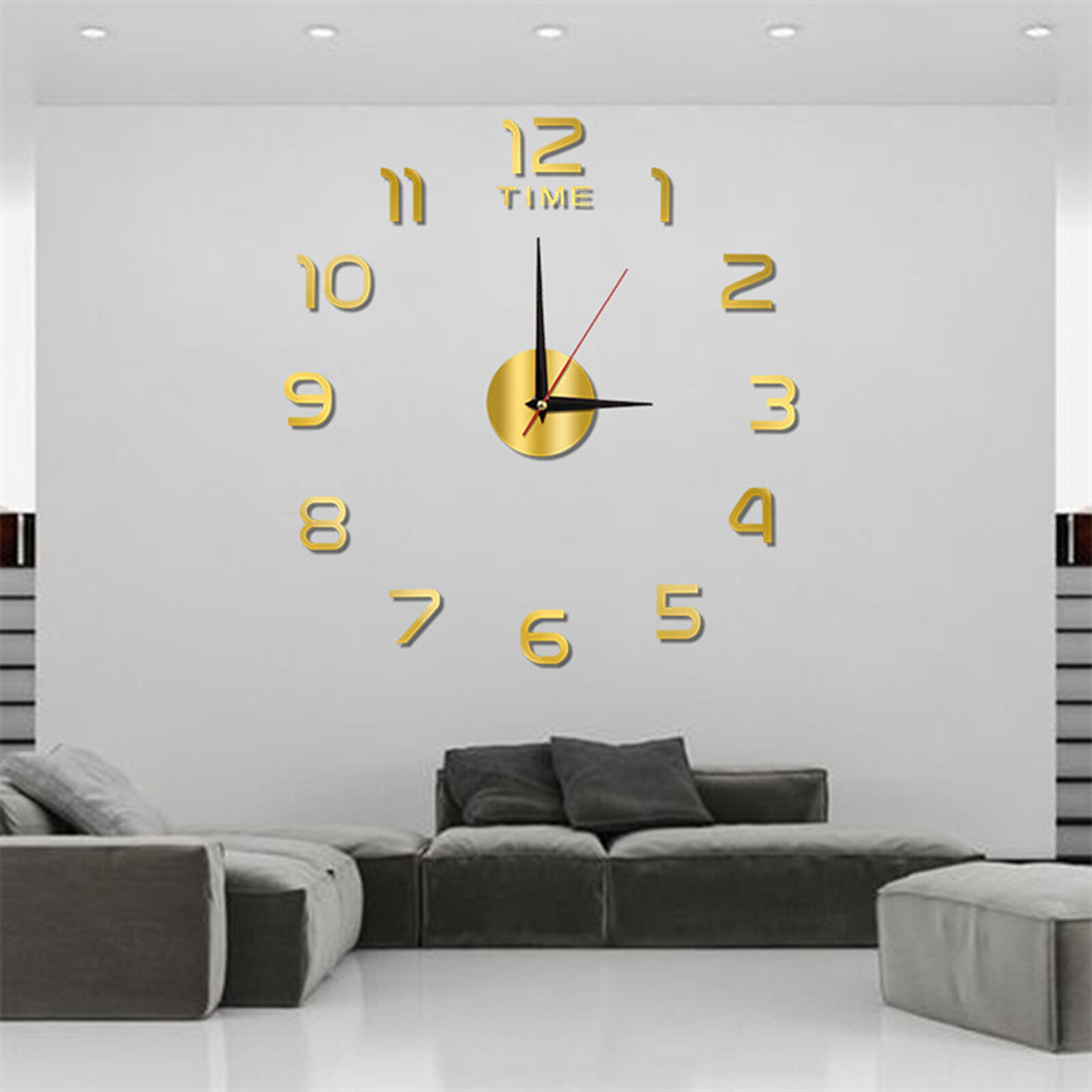Nordic Simple Sofa Wall Luminous Mute Clock DIY Wall Clock Acrylic Digital Decorative Wall Sticker Clock Wholesale Gold 40cm Material Acrylic Package size 150*100*40mm Package list 1 Set of wall clock