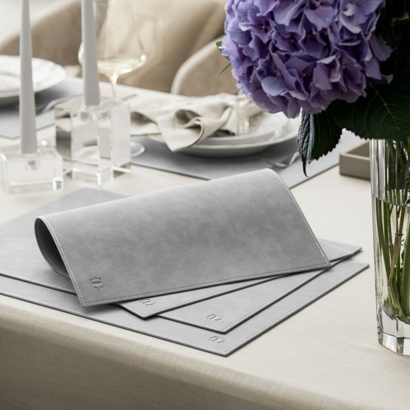 Togas Подставка под горячее, прямоугольная "Рейн" искусственная кожа Lezotex, серая, 33х45 см