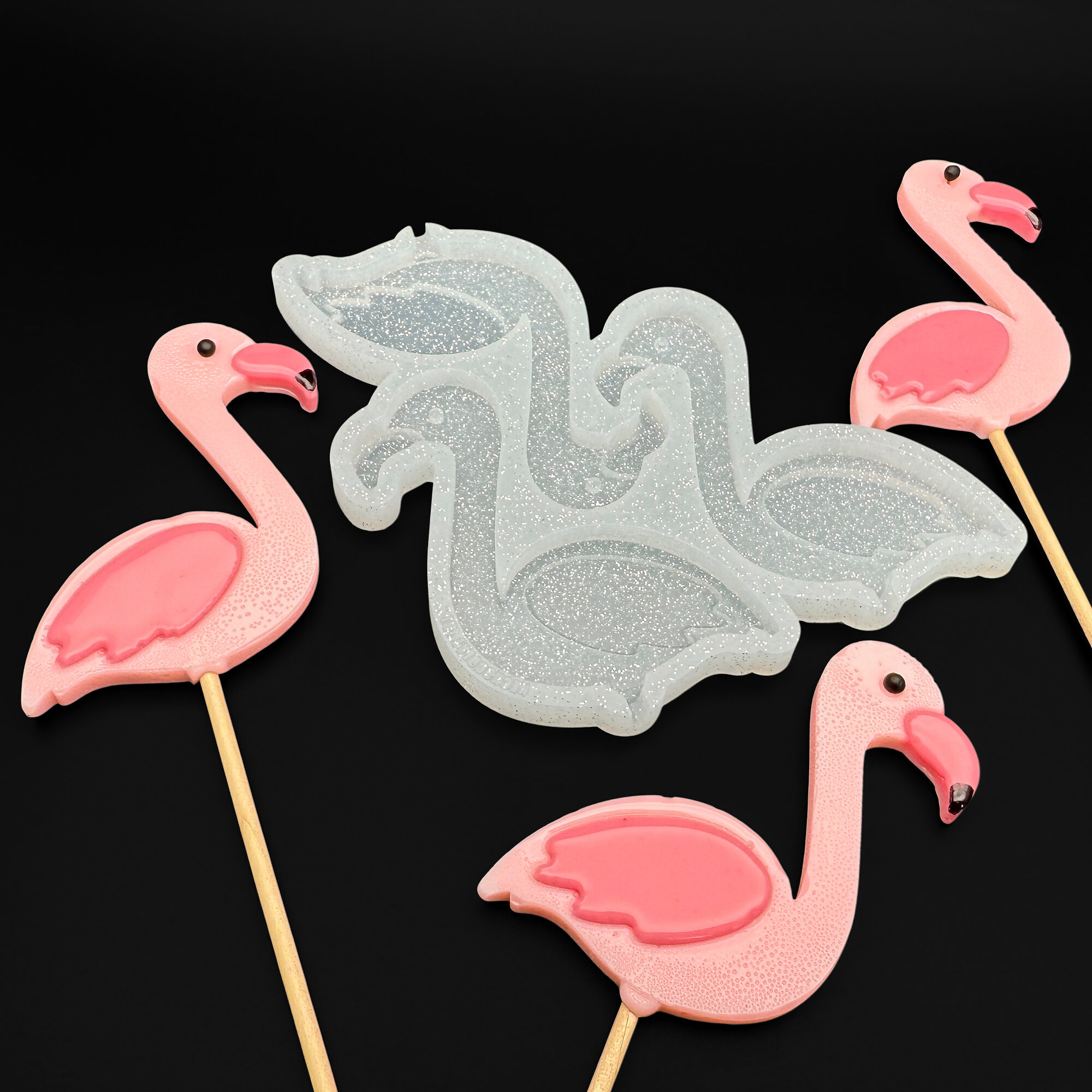 Силиконовая форма молд для леденцов и шоколада Фламинго