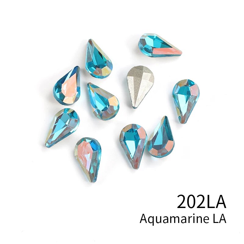 Стразы стеклянные Aquamarine LA 8x13 мм