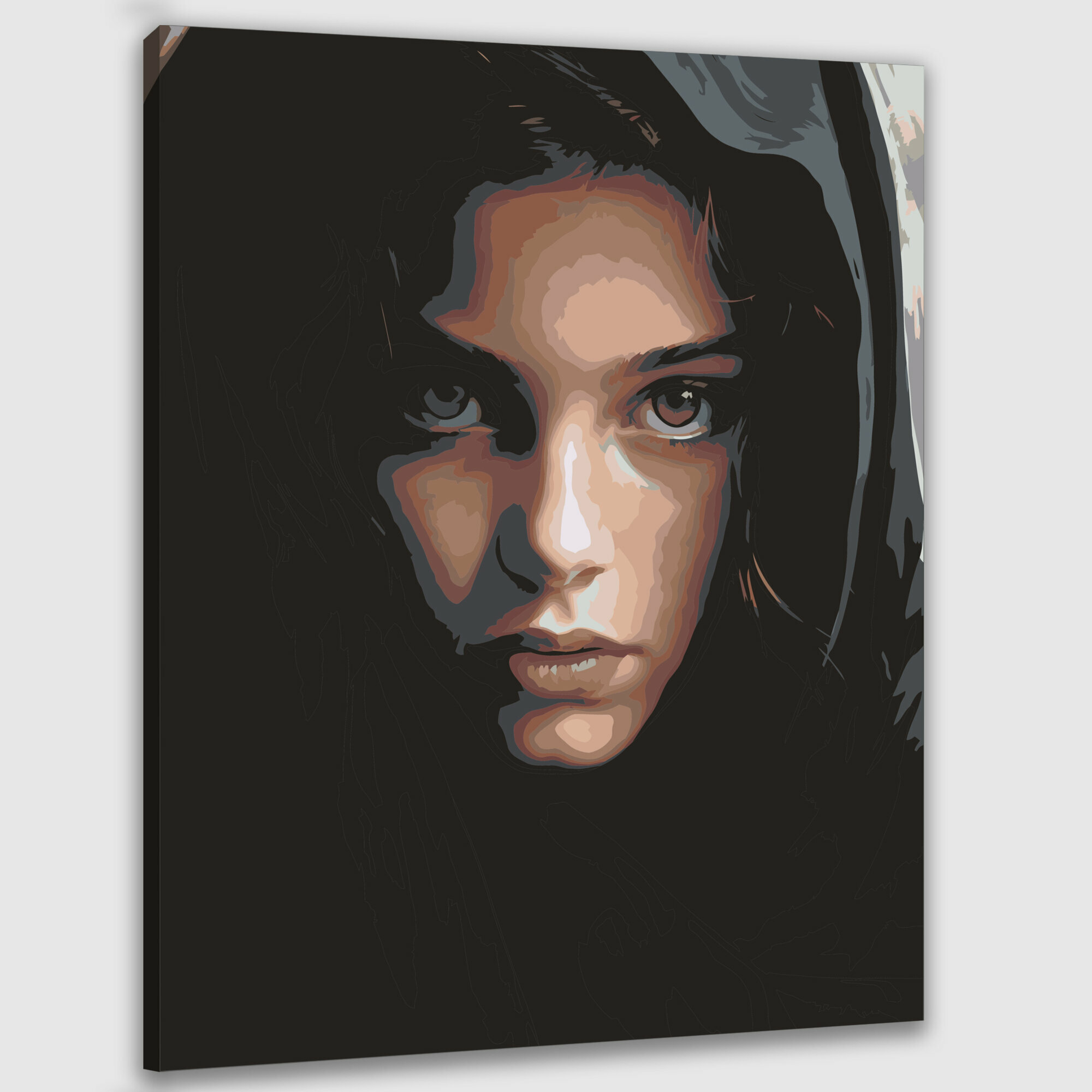 Картина по номерам 40x50 см, картина, масло, девушка, глаза, взгляд, холст, зритель, детали, глубина, эмоции