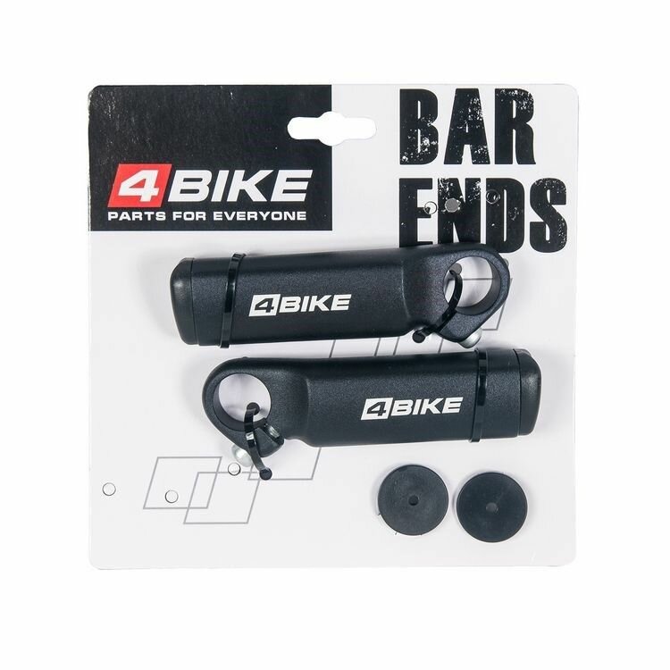 Рога для руля "4BIKE" MT-90A L:104мм, алюминий, индивидуальная упаковка, чёрный